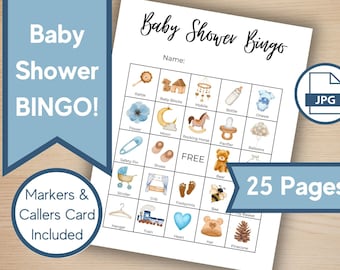 Boy Baby Shower Bingo Game: 25 Cards (digital Download) - Etsy