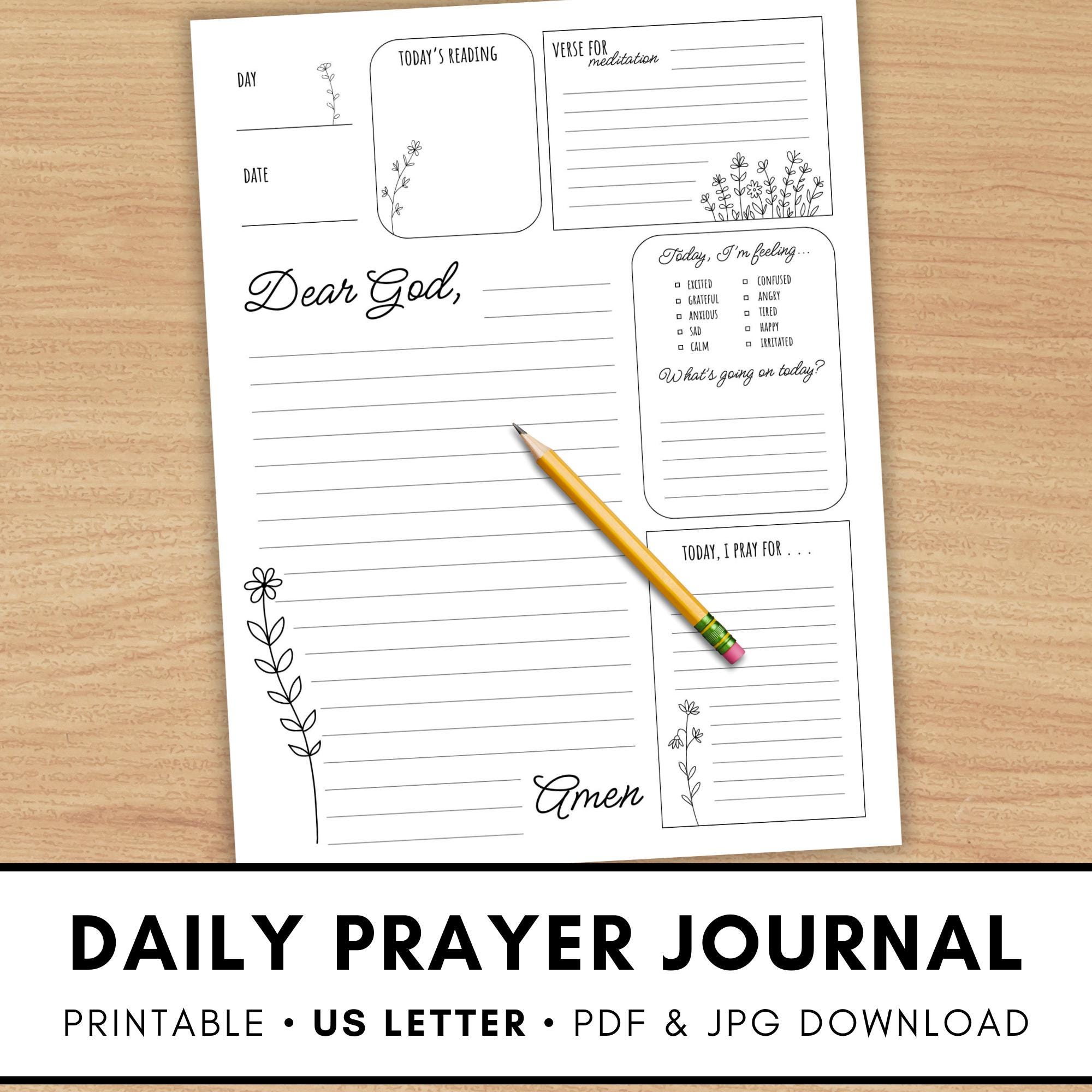 Daily Prayer Worksheet, US Letter Format, Digital Journal, Printable ...