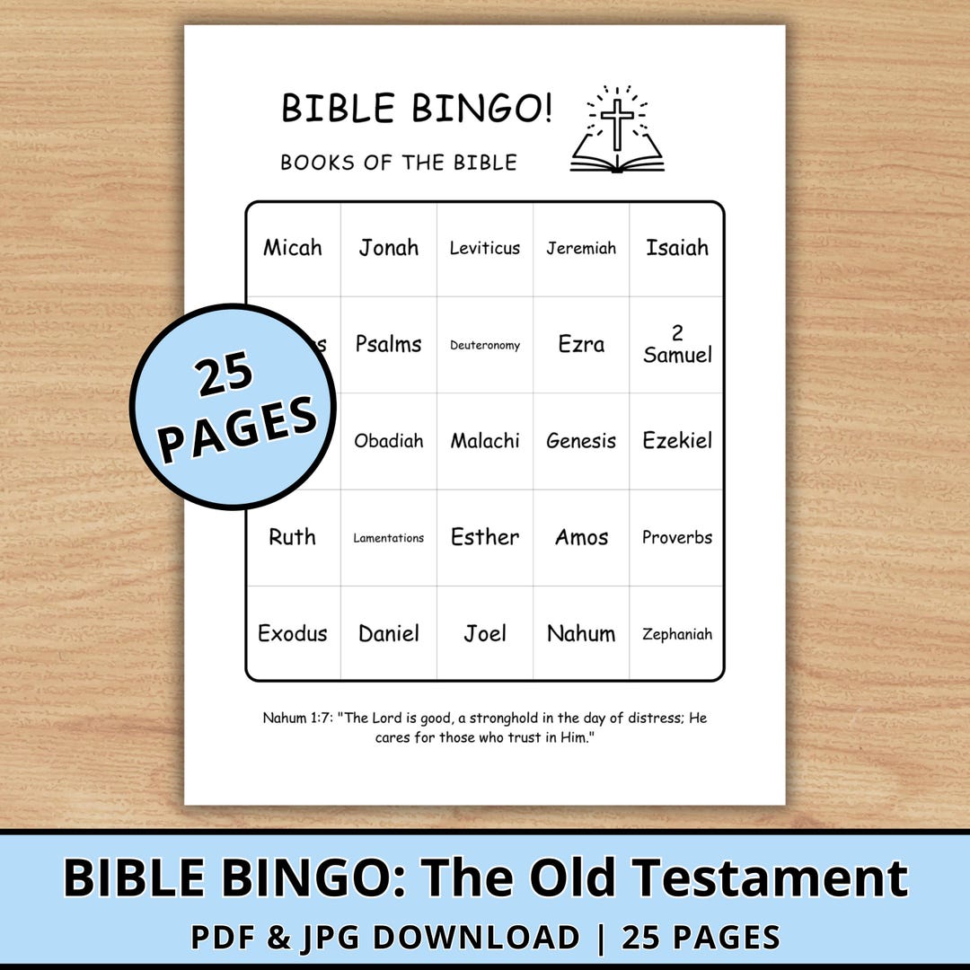 BIBLE Bingo: Books of the Old Testament, 25 Pages (PDF Downloadable ...