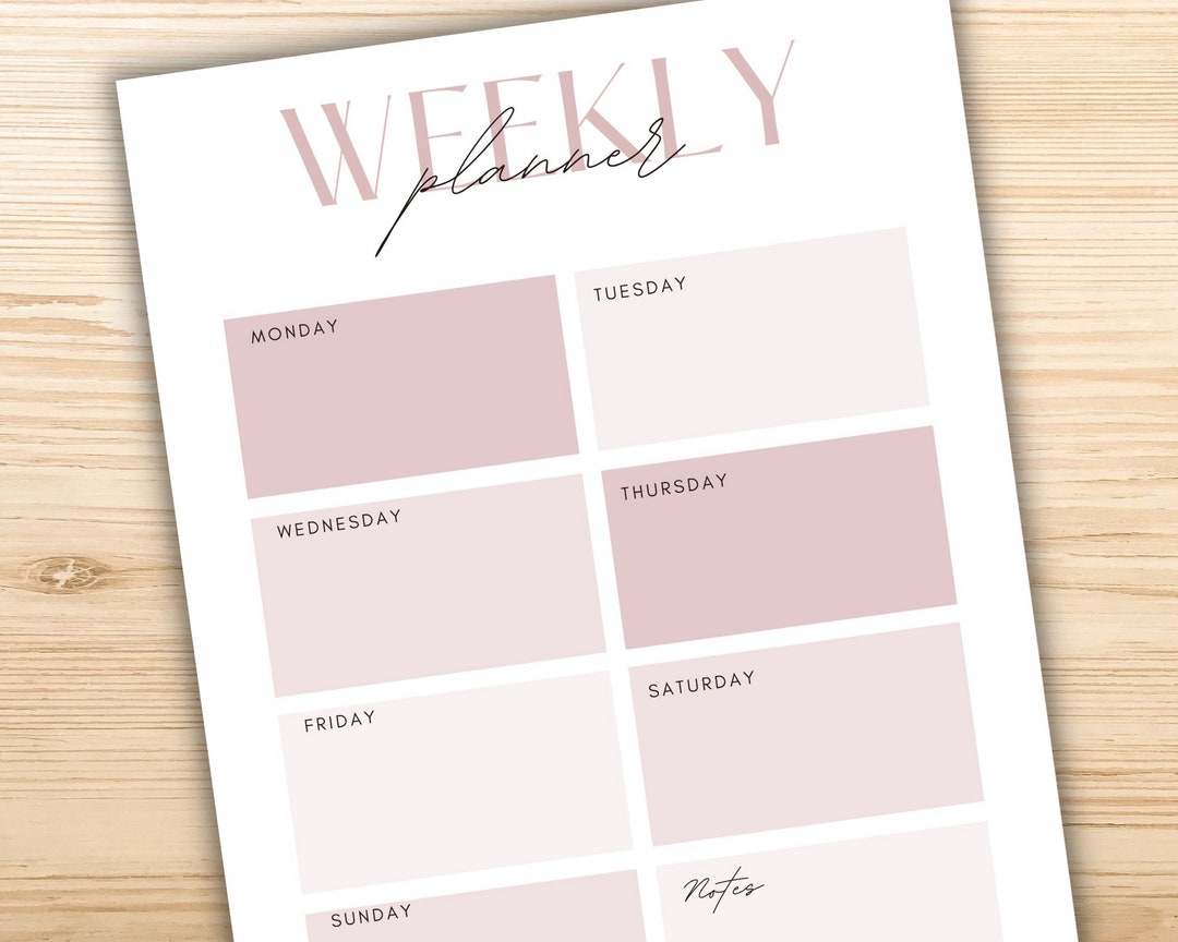 Pink Weekly Planner Printable, Undated Daily Schedule (PDF) - Etsy