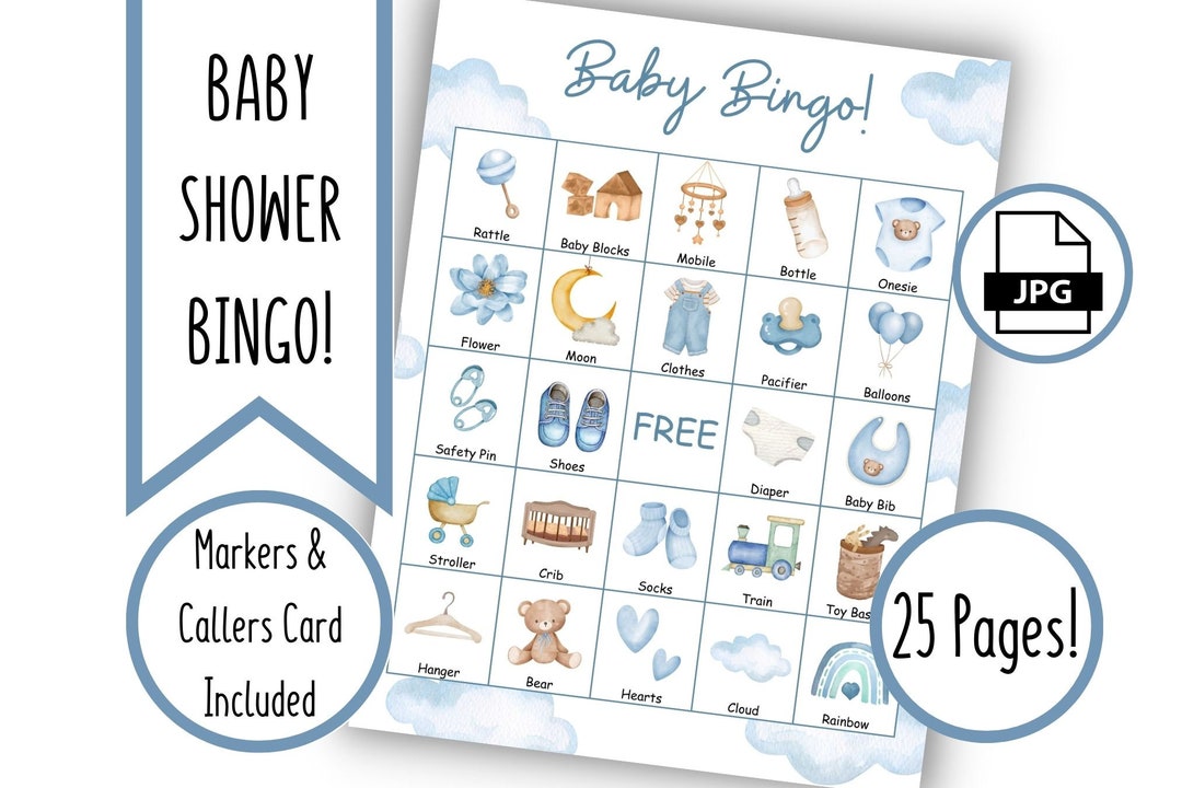 Boy Baby Shower Bingo Game: 25 Printable Cards (digital Download) - Etsy