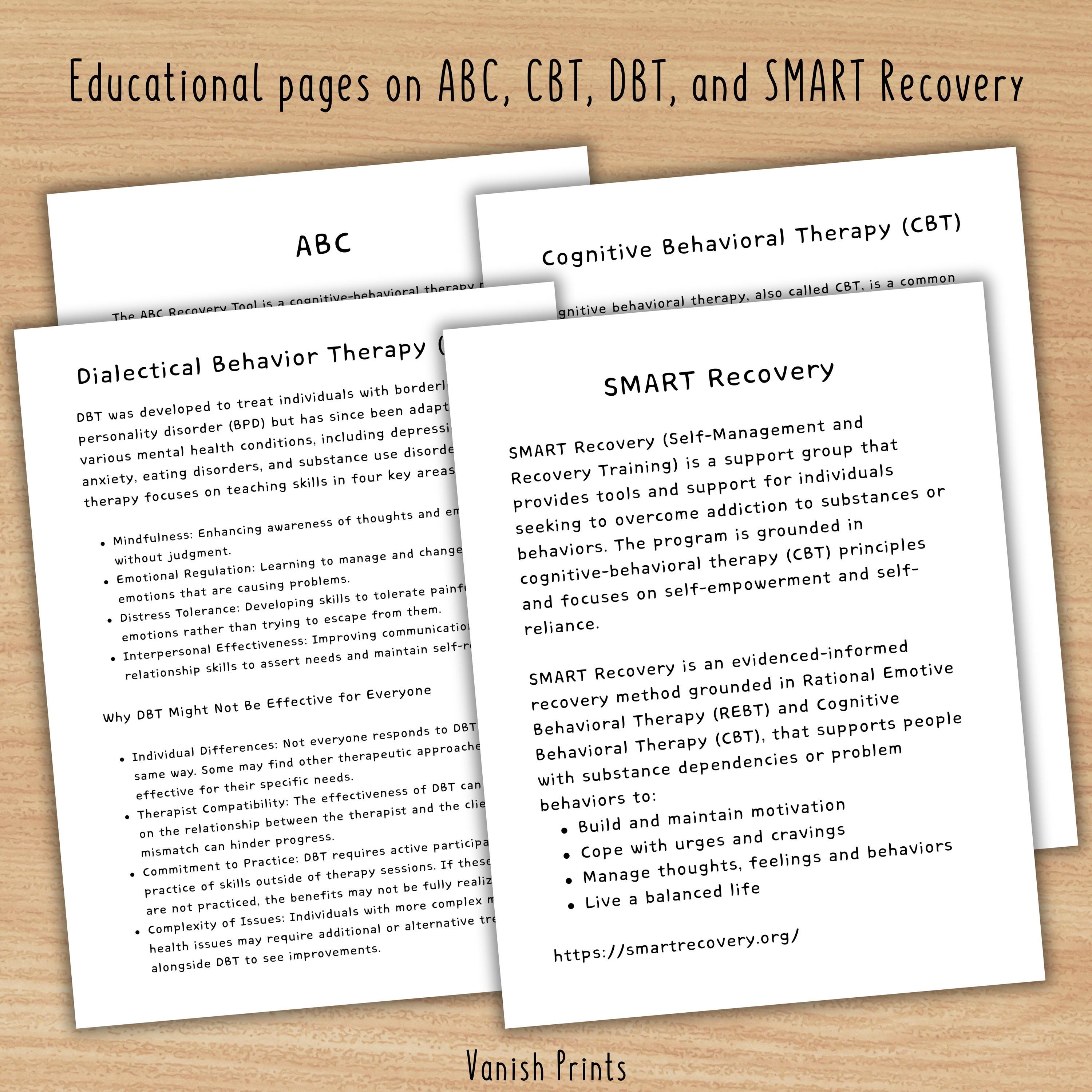 ABC REBT Recovery Exercise Worksheets (pdf and Jpg Download) Dbt and ...