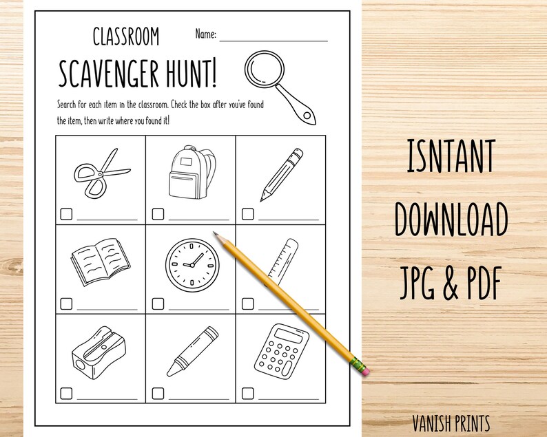 Classroom Scavenger Hunt, Back to School Worksheet, Back to School ...