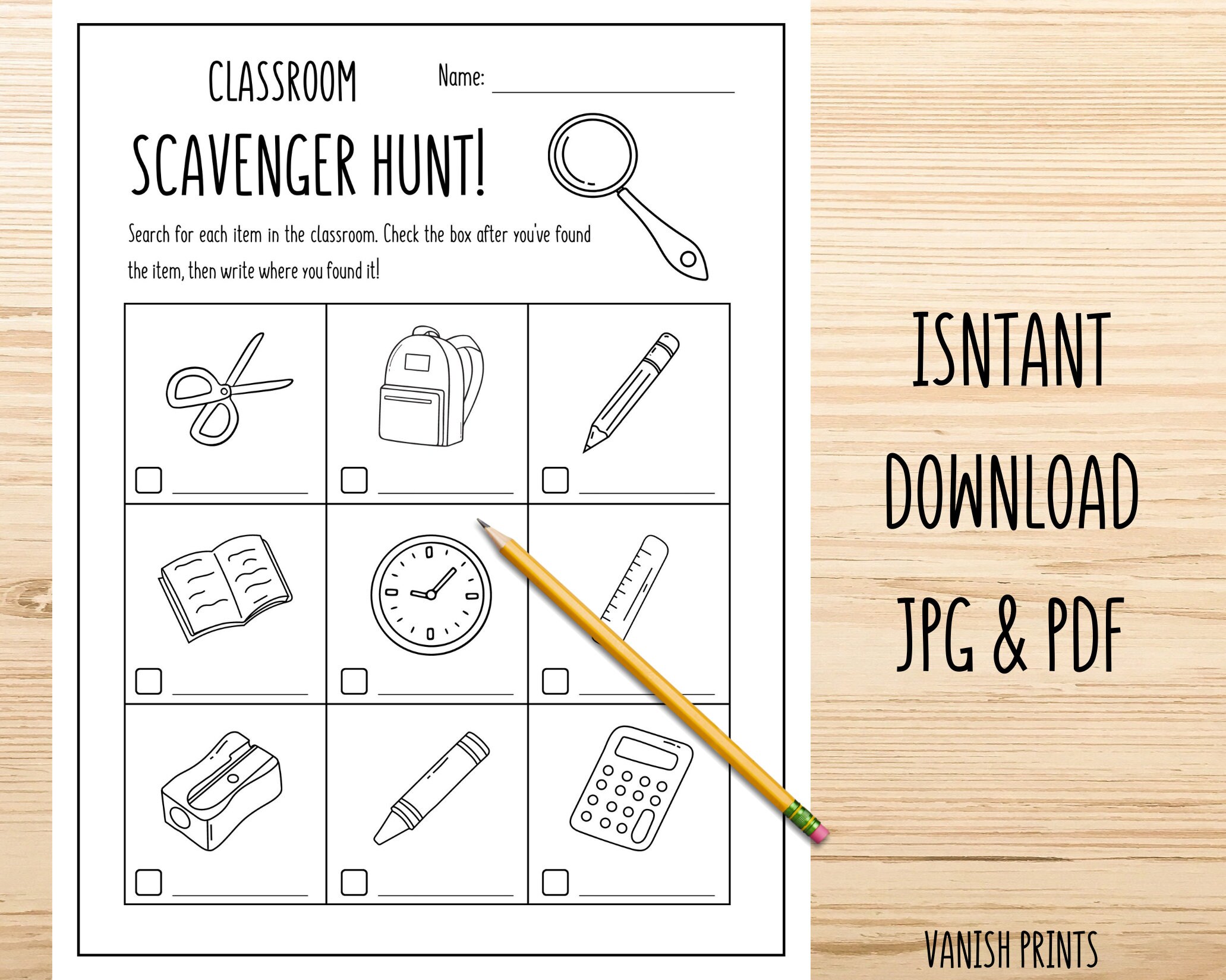 Classroom Scavenger Hunt Worksheet, Back to School Activity (digital ...