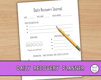 Printable Recovery Planner 12 Step Worksheet Recovery Journal Sobriety ...