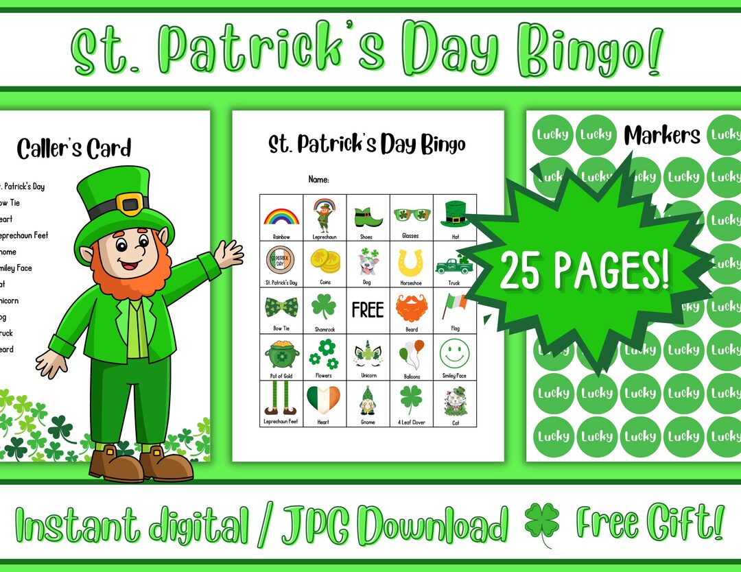 St Patricks Day Bingo, Printable Bingo, Kids St Patricks Day Printable ...