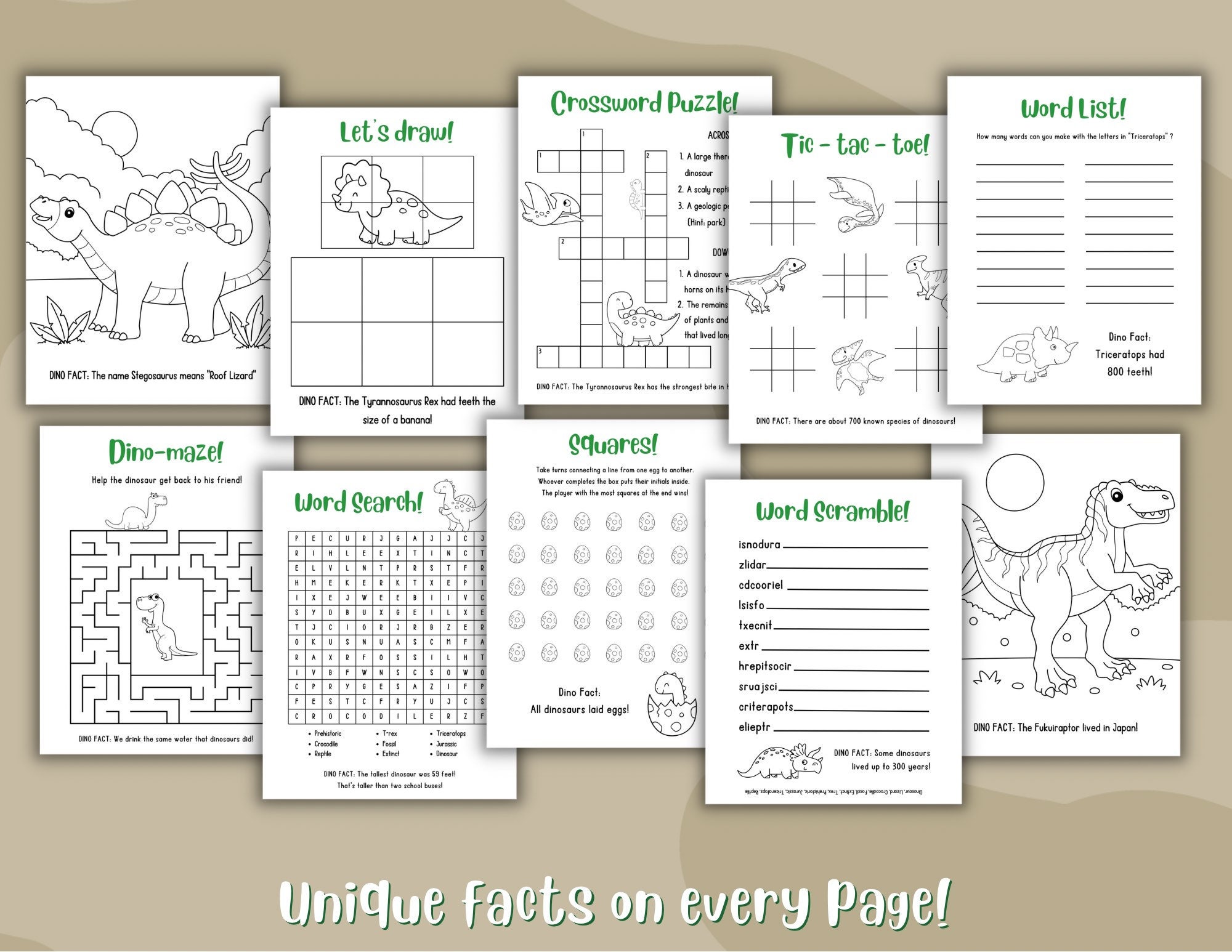 Printable Dinosaur Activity Sheets, Dinosaur Coloring Pages, Kids ...