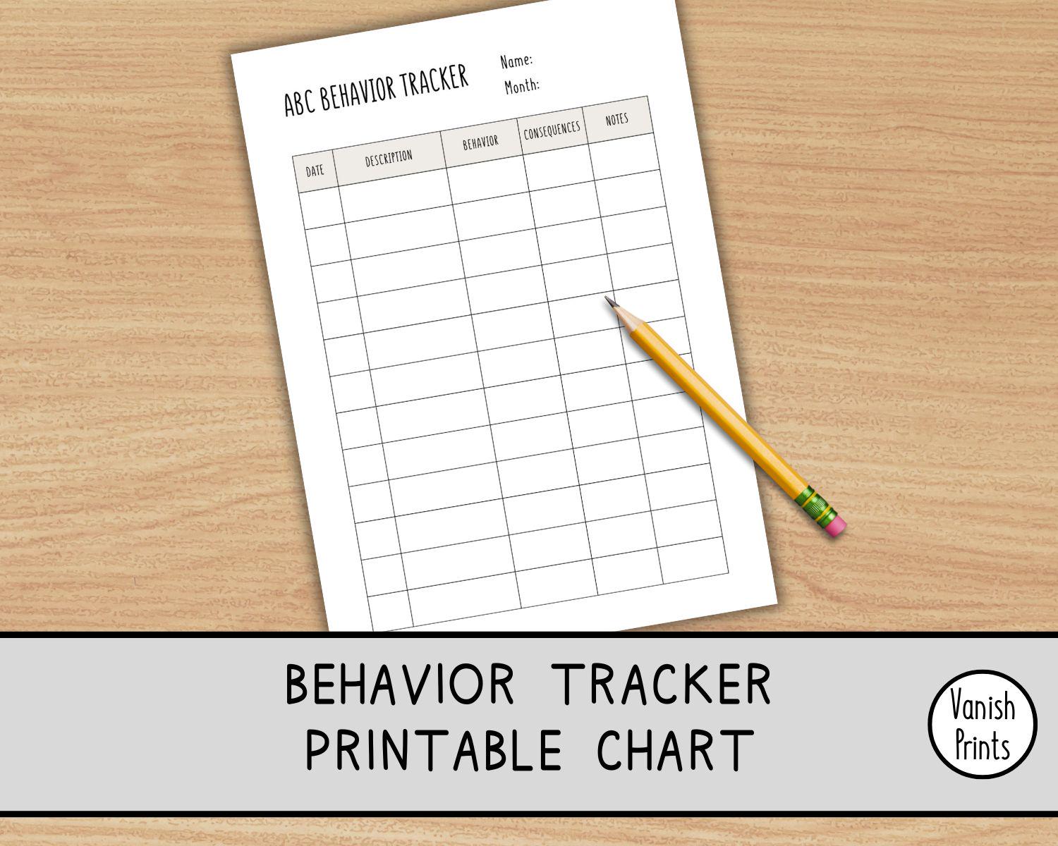 ABC Behavior Chart, Behavior Tracker, Special Needs Carer, Behavior Log ...
