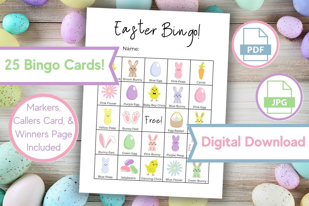 Easter Bingo, Printable Easter Bingo Cards, Fun Easter Activities for ...
