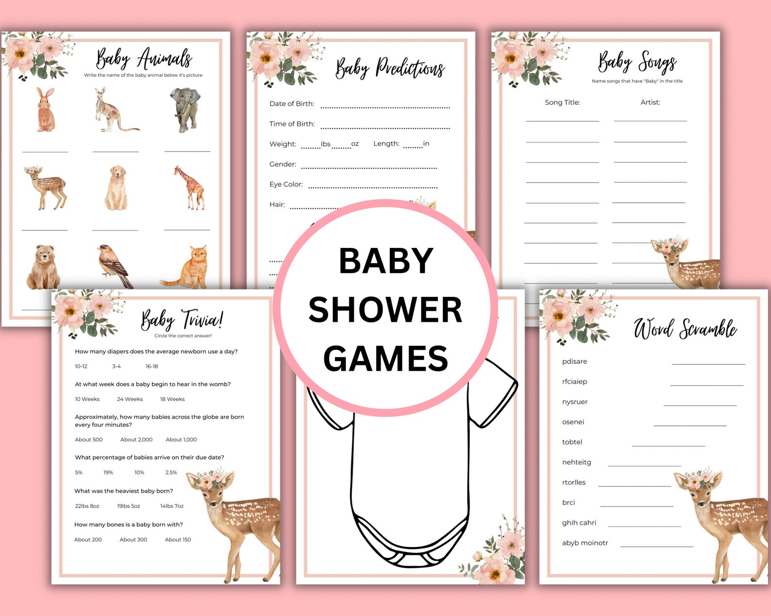 Baby Shower Games, Girl Baby Shower Games, Games for Baby Shower, Baby ...