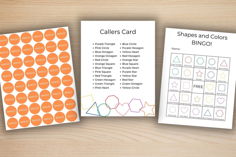 Shapes and Colors Bingo for Kids, Printable Learning Game (digital ...