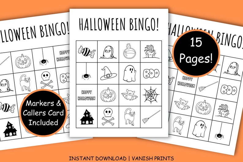 Halloween Bingo Game, 25 Printable Pages (digital Download) - Etsy