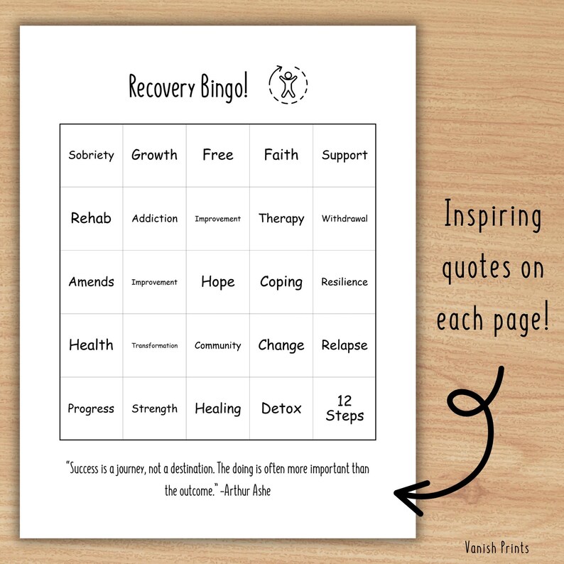 Recovery Bingo: 25 Pages (PDF Downloadable Printable) Addiction ...