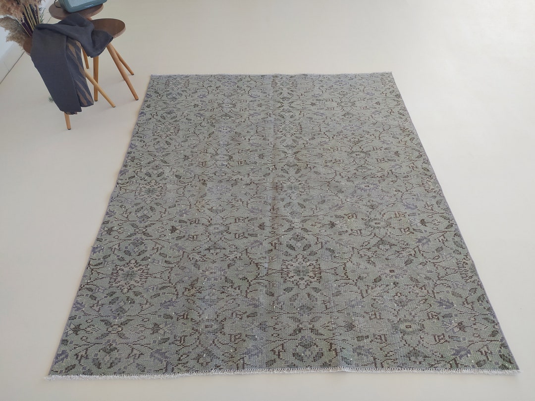 VINTAGE SQUARE RUG 6x7, Turkish Area Rug for Living Room, Oushak Pastel ...