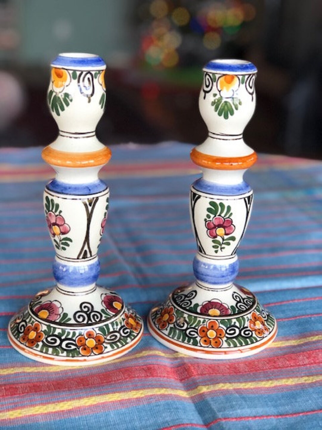 Matched Pair of Vintage Delft Delftse Pauw DP 8-inch Polychrome ...
