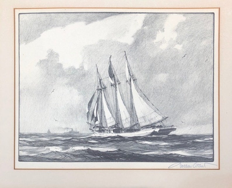 Vintage Original Gordon Hope Grant Signed Lithograph fore and Aft - Etsy
