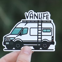 Vintage Van Life Campervan Vinyl Sticker - Retro Beach Adventure Decal ...