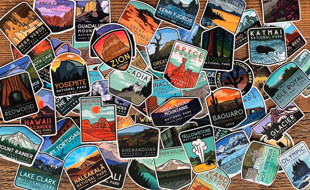 National Park Sticker Set: Waterproof Decals for Laptop, Water Bottle ...