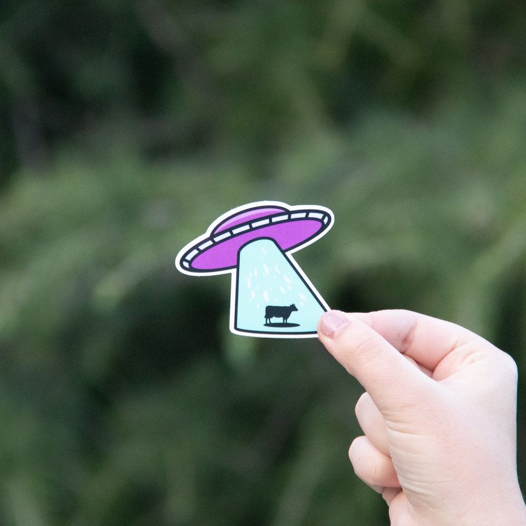 Holy Cow UFO Tractor-beam Sticker | Waterproof Vinyl, UV Resistant ...