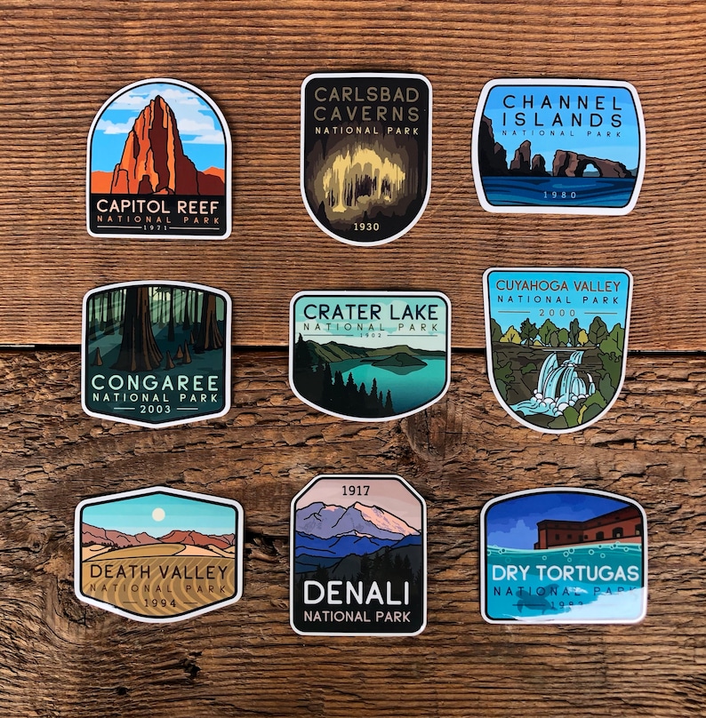National Park Sticker Set: Waterproof Decals for Laptop, Water Bottle ...