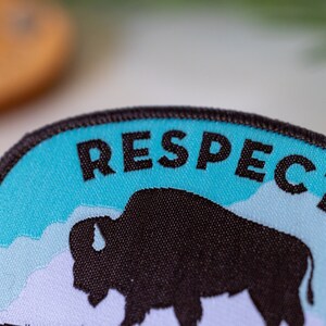 Respect the Locals Bison Woven Patch | Woven Emblem | Be Safe Around ...