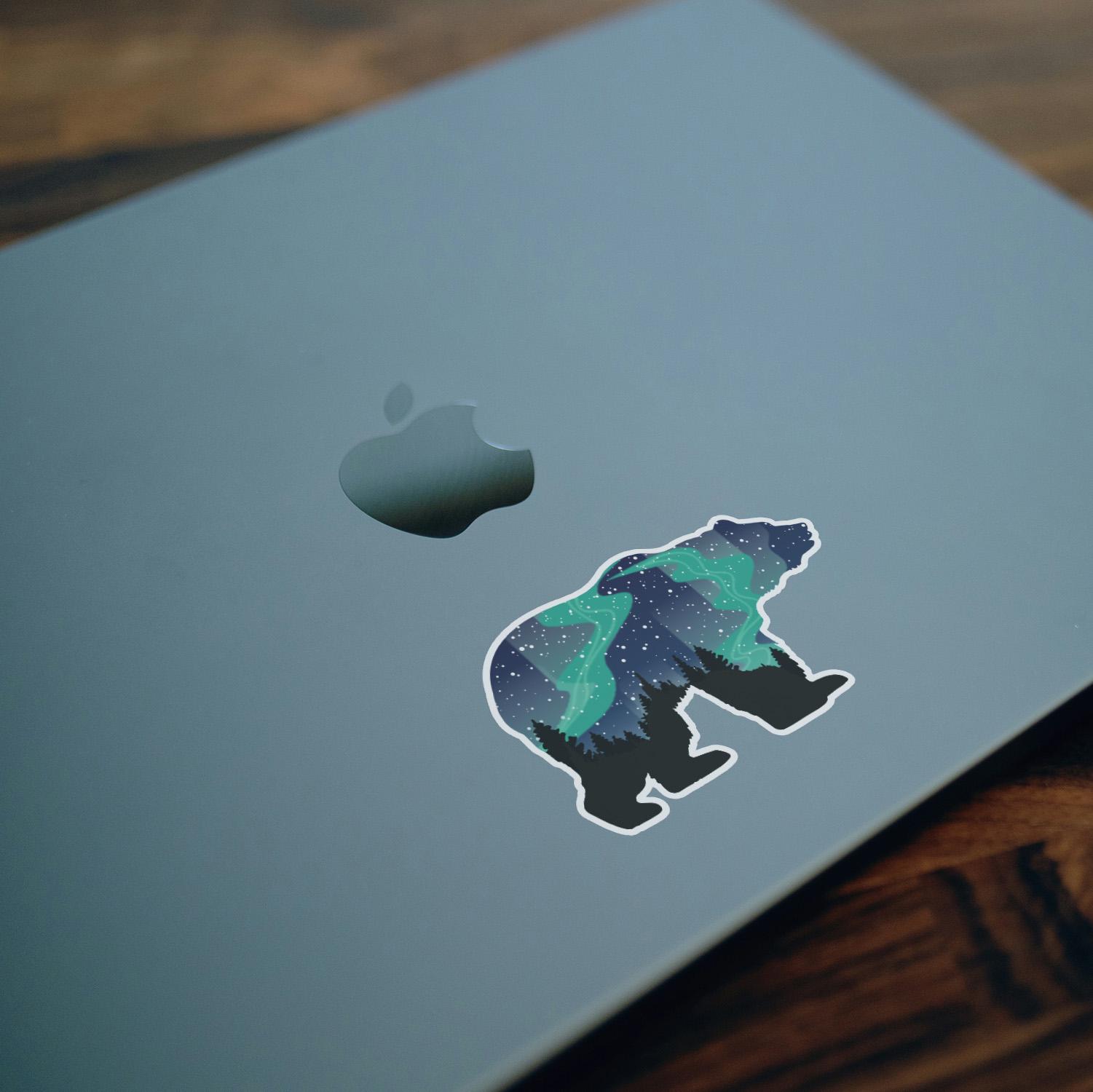 Northern Lights Grizzly Bear Sticker | Laptop, Waterbottle Car Window ...