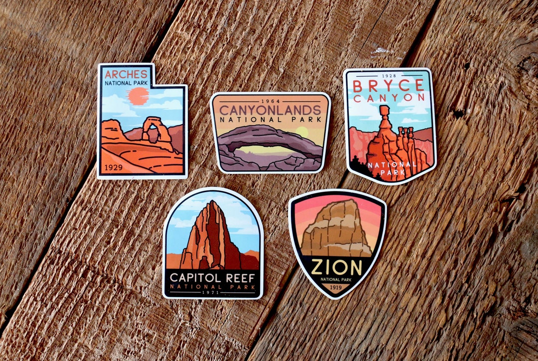 The Mighty 5 Utah's National Parks Sticker Pack - Etsy