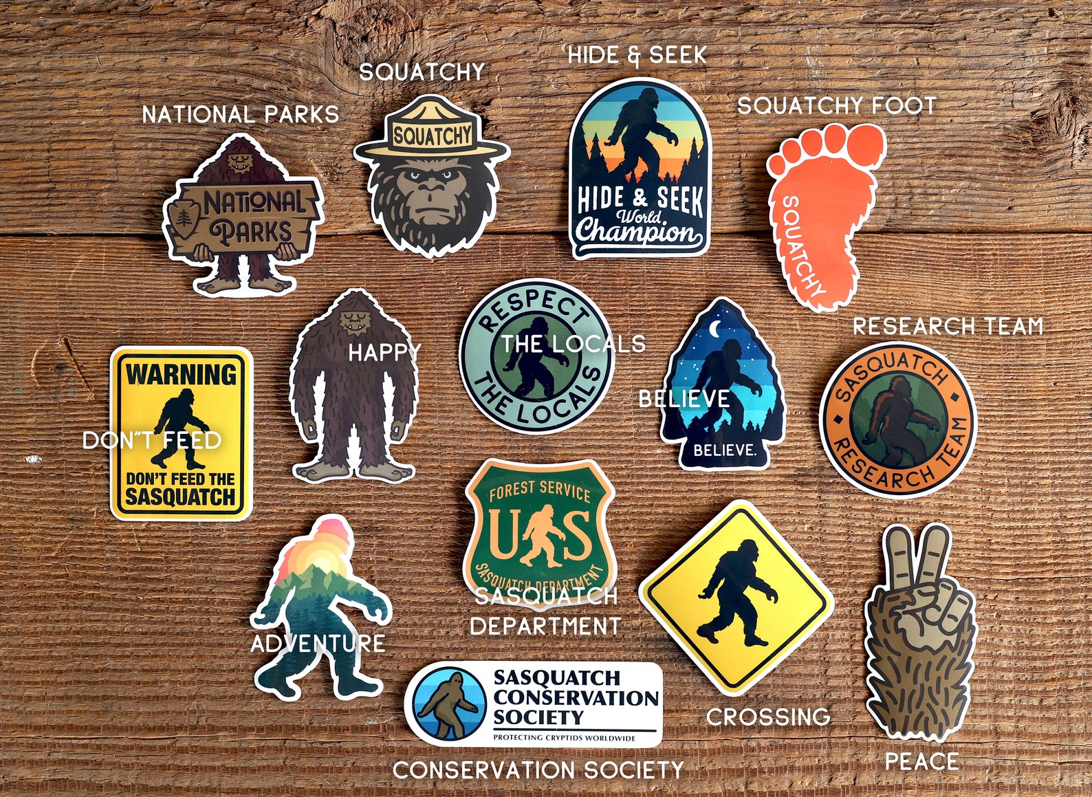 Bigfoot Sticker Set Choose Your Quantity and Designs - Etsy