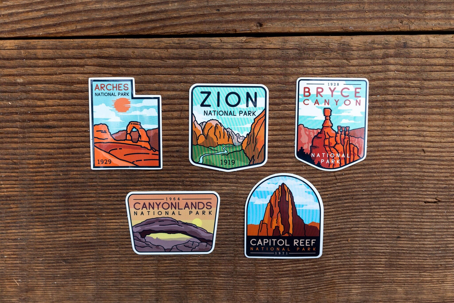 The Mighty 5 Sticker Set | Utah's Five National Parks | Waterproof, UV ...