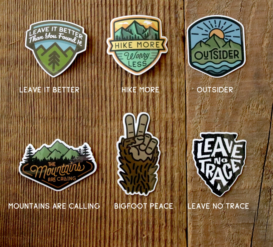 Hike Sticker Set: Waterproof Outdoor Adventure Decals - Etsy