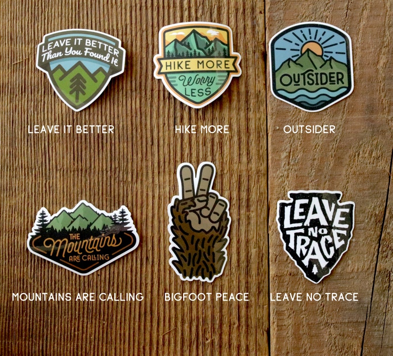 Hike Sticker Set: Waterproof Outdoor Adventure Decals - Etsy