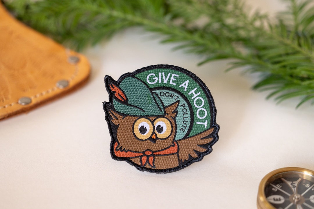Woodsy Give a Hoot Iron on Patch Woven, Iron on Emblem Protect Our ...