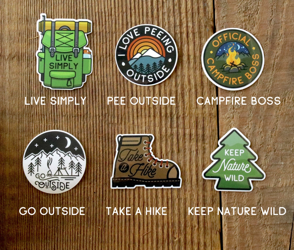 Hike Sticker Set: Waterproof Outdoor Adventure Decals - Etsy