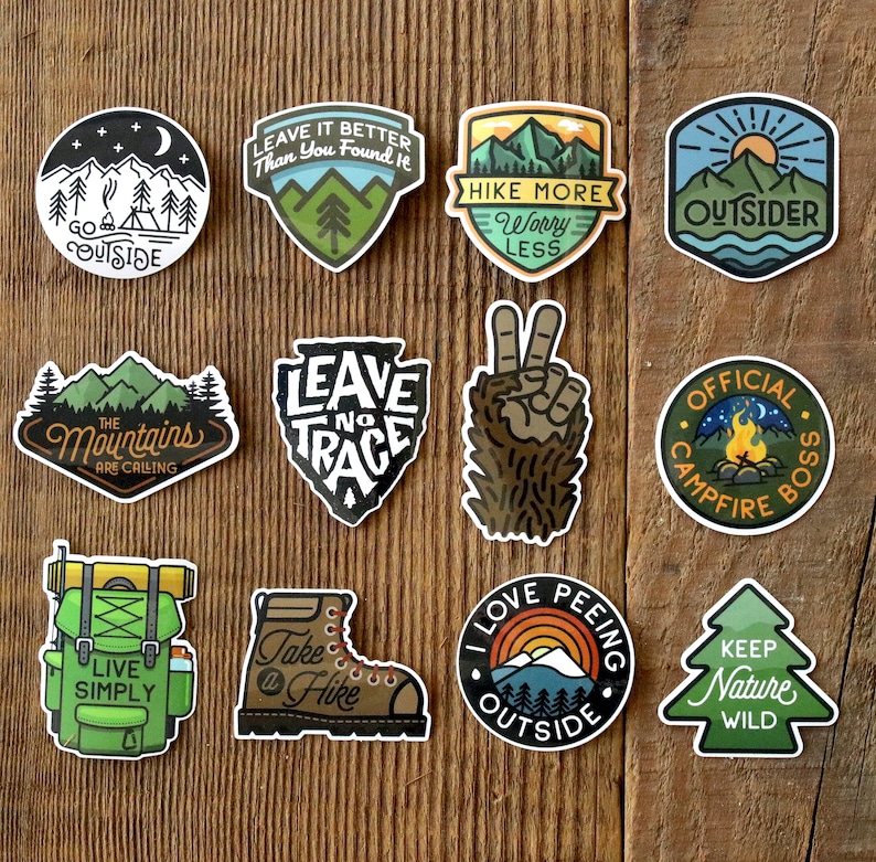 Hike Sticker Set: Waterproof Outdoor Adventure Decals - Etsy