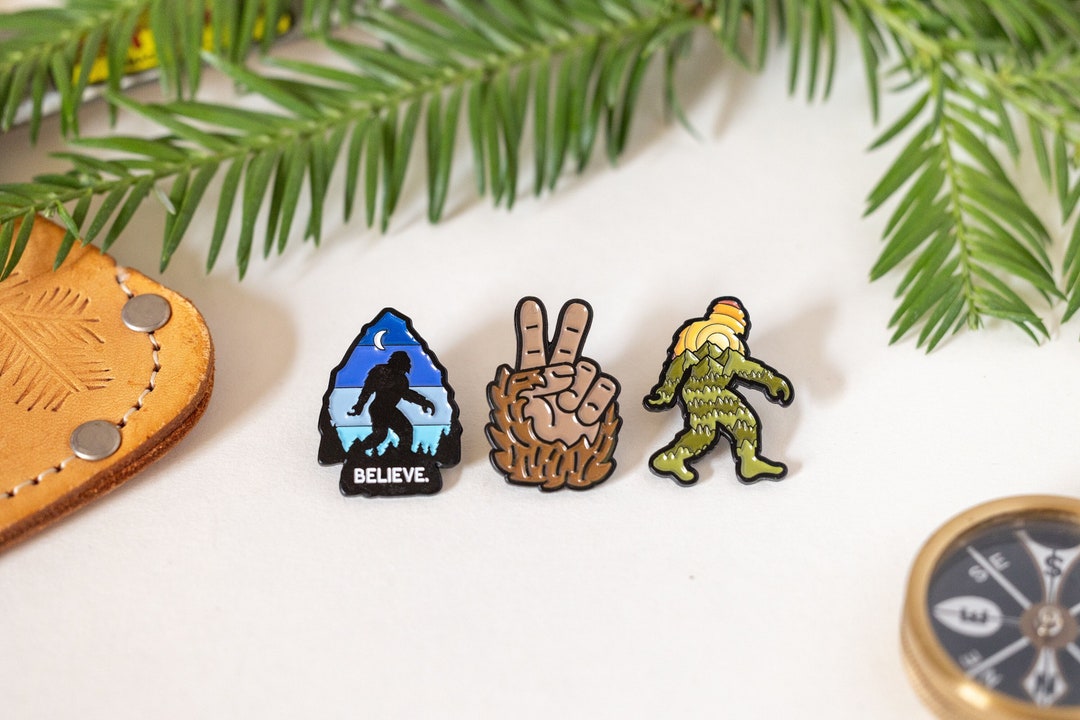 Bigfoot Enamel Pin Set: Adventure, Peace, Sasquatch Lapel Pins - Etsy