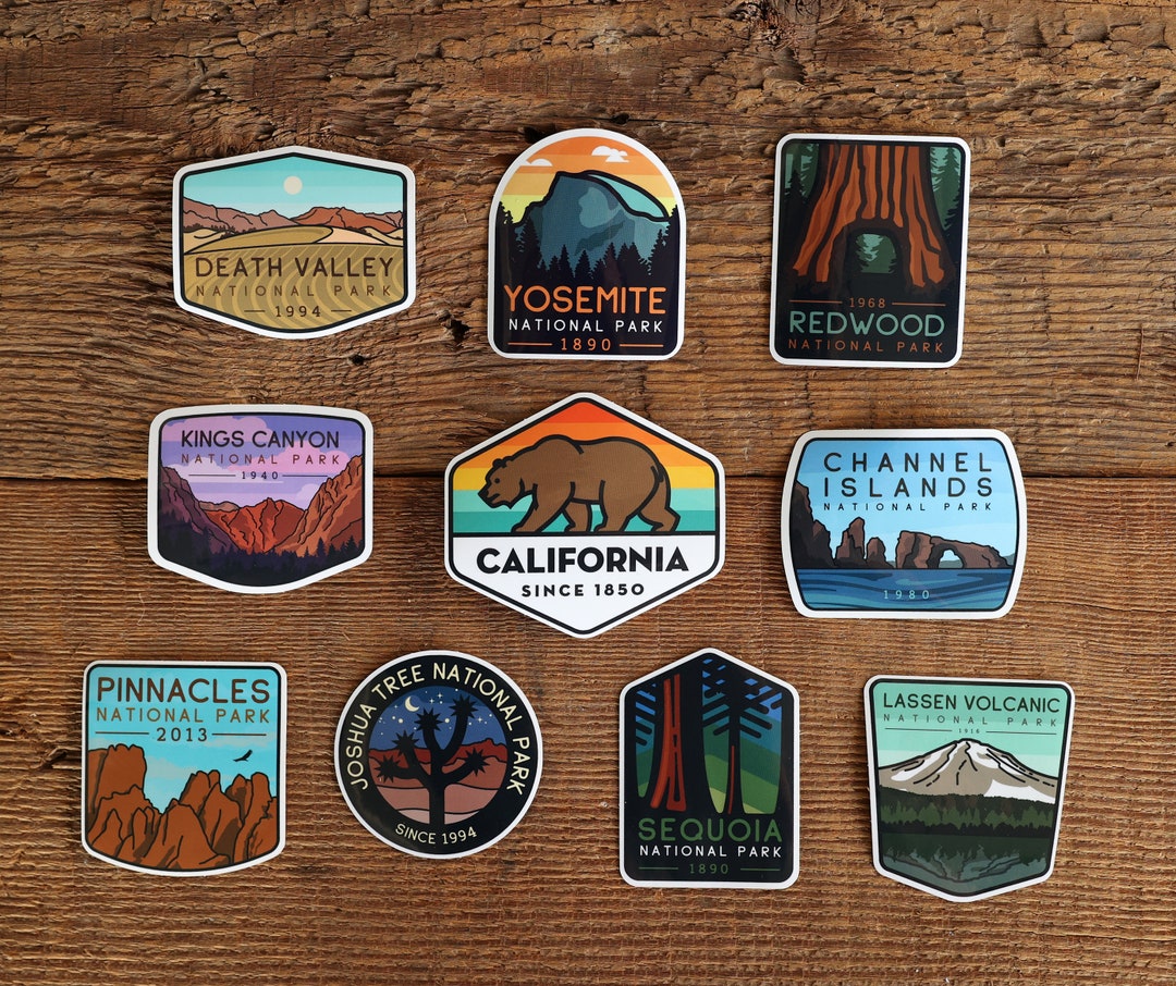 California National Park Sticker Set: Waterproof Decals - Etsy