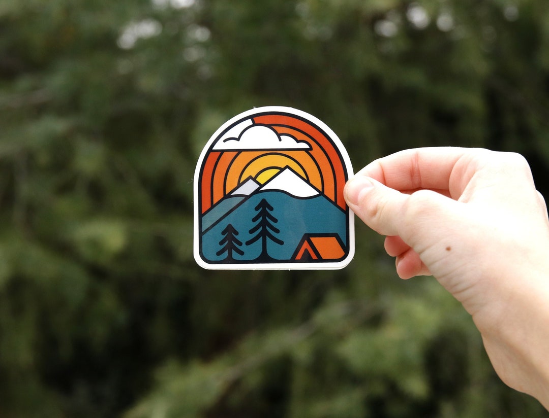 Sunset Campsite Sticker | Camping Decal | Waterproof Vinyl UV Resistant ...