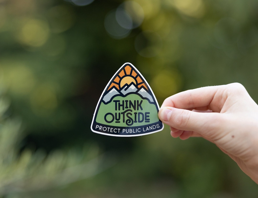 Think Outside Sticker: Mountain Sunset, Protect Public Lands - Etsy
