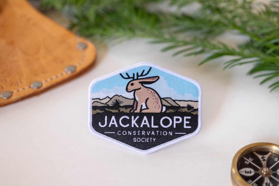 Jackalope Conservation Society - Iron on Embroidered Patch - Cryptozoology Woven Emblem to Be ...