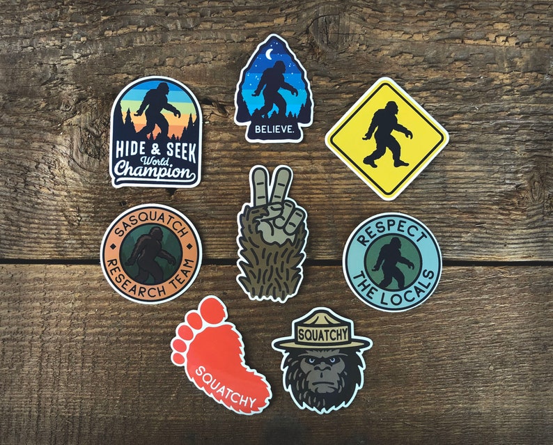 Bigfoot Sticker Set Choose your quantity and designs | Etsy