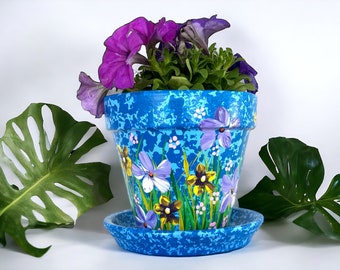 Painted Pot 4 Inch Tall Terra-cotta Planter Pot Western Pot Hand ...