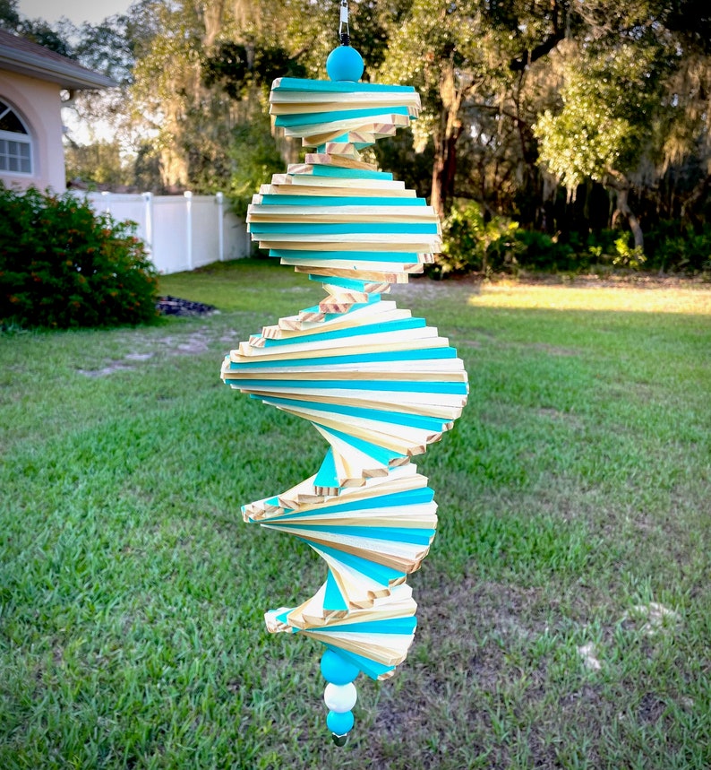 Wooden Spiral Wind Spinner BEACHCOMBER - Etsy