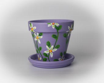 Flower Pot 6 Inch Terra-cotta Clay Pot Hand Painted Mom - Etsy