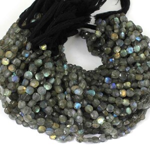 1 Strand Labradorite Coin Shape Beads,faceted Briolettes,gemstone Beads ...