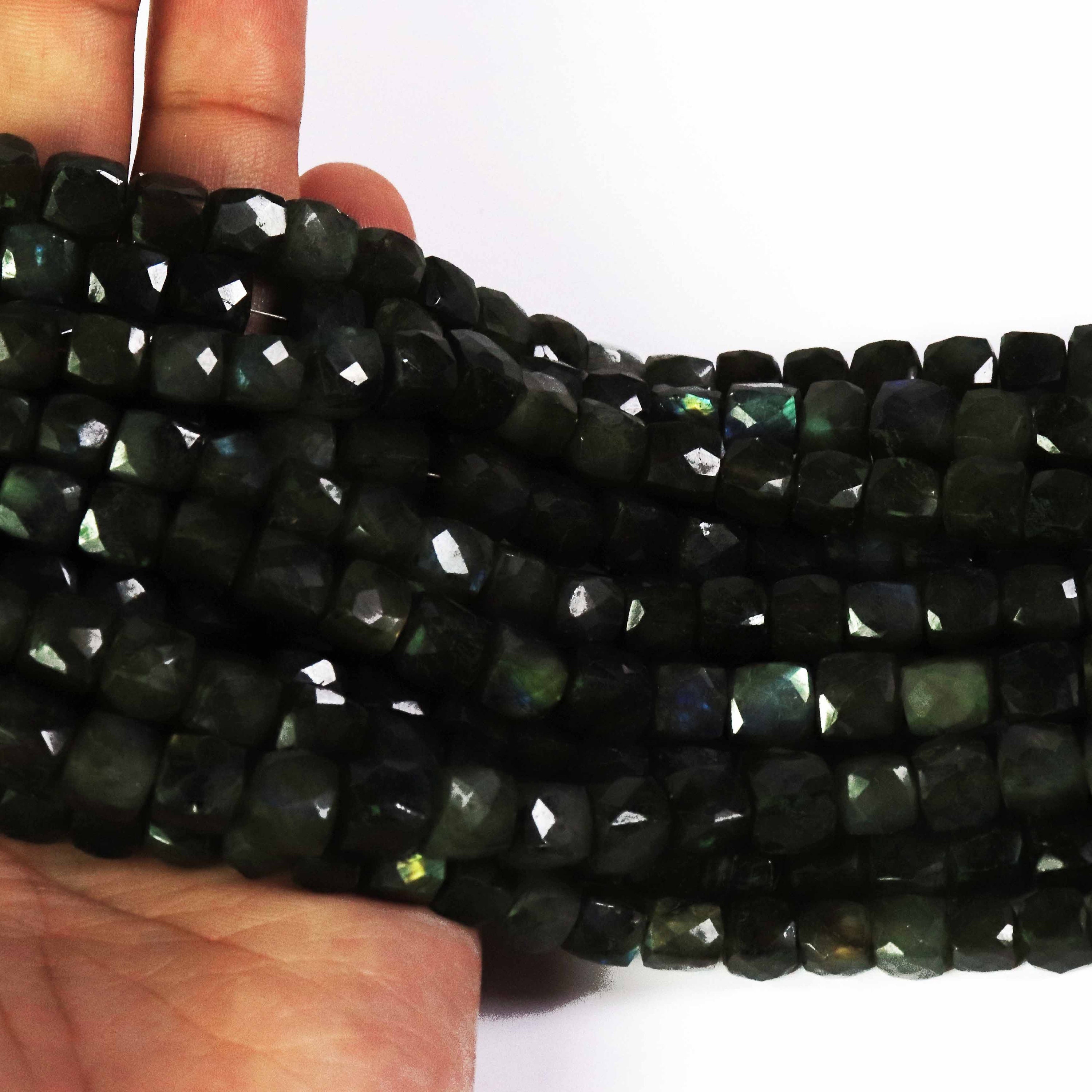 1 Strand Labradorite Cube Shape Beads Faceted Gemstone - Etsy