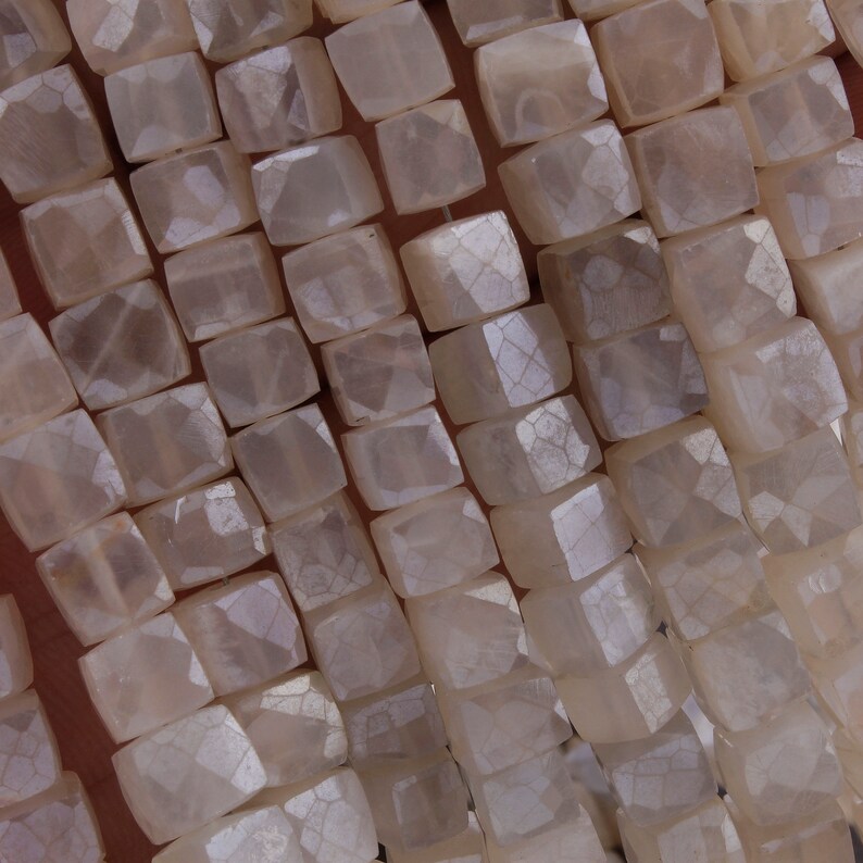 1 Strand White Silverite Cube Beads gemstone Faceted Box - Etsy