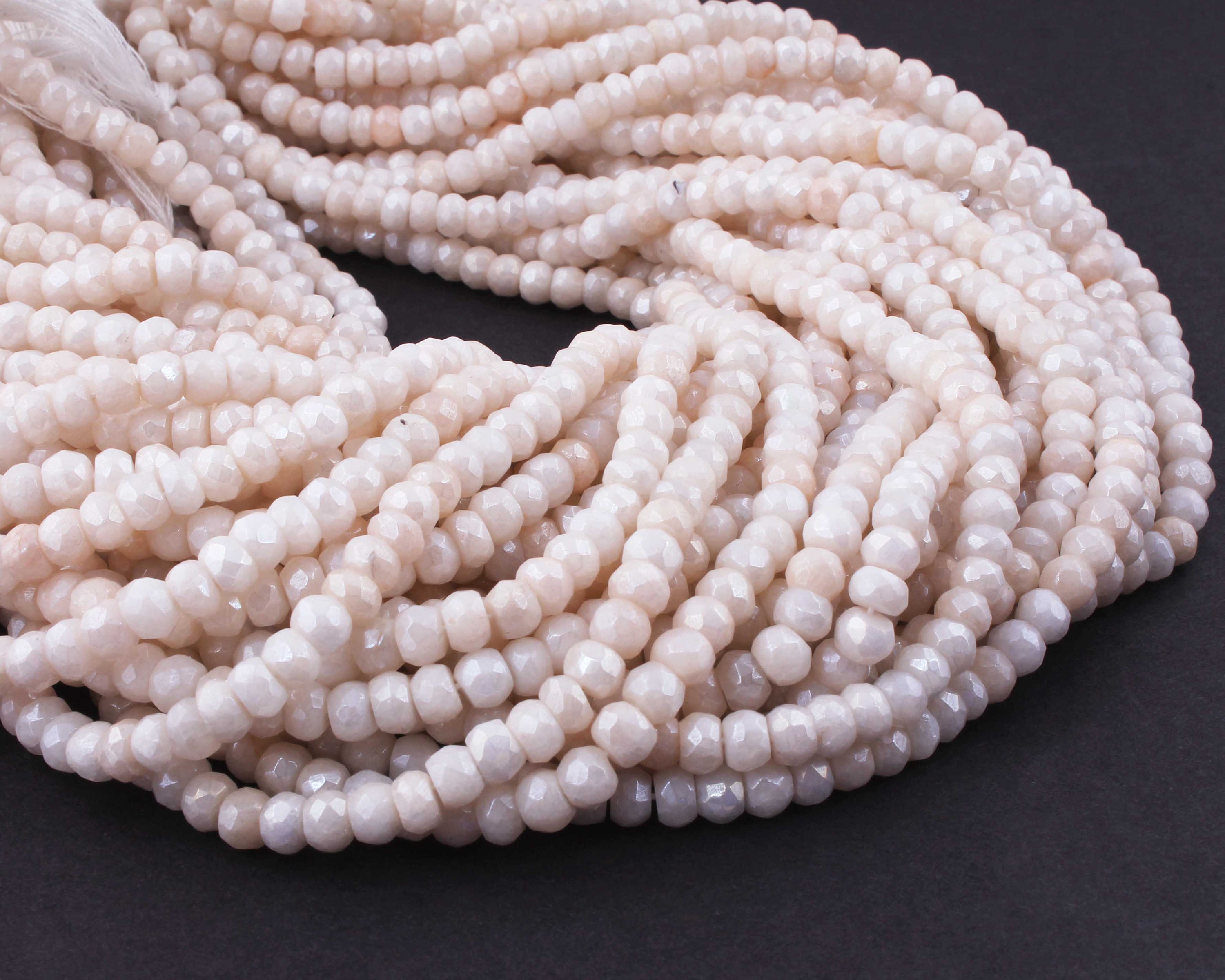 1 Strand White Silverite Rondelles Faceted Roundelle Beads | Etsy