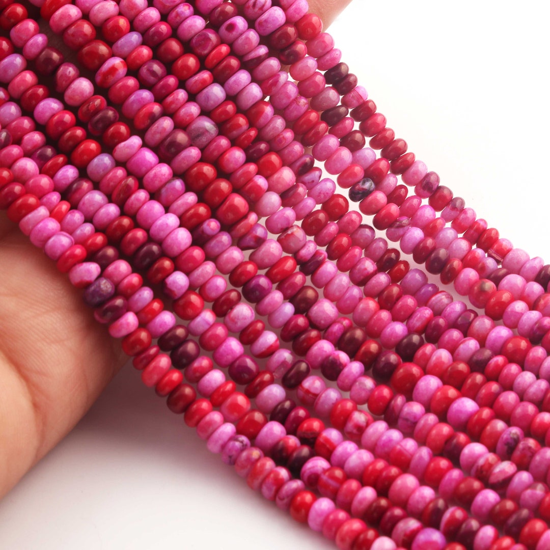 1 Long Strand Beautiful Shaded Hot Pink Opal Smooth Roundelles ...