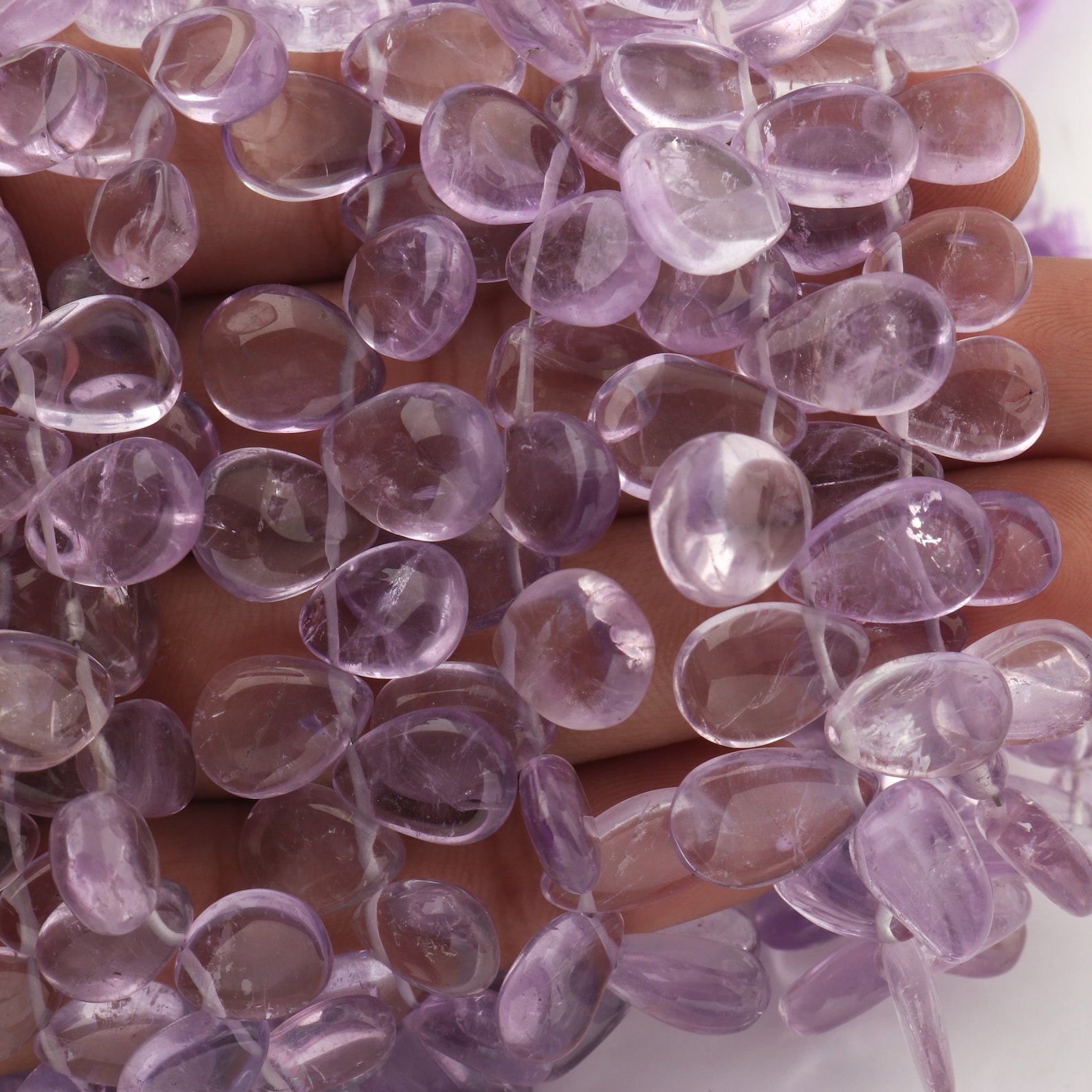 1 Strand Pink Amethyst Pear Shape Briolettessmooth Gemstone - Etsy