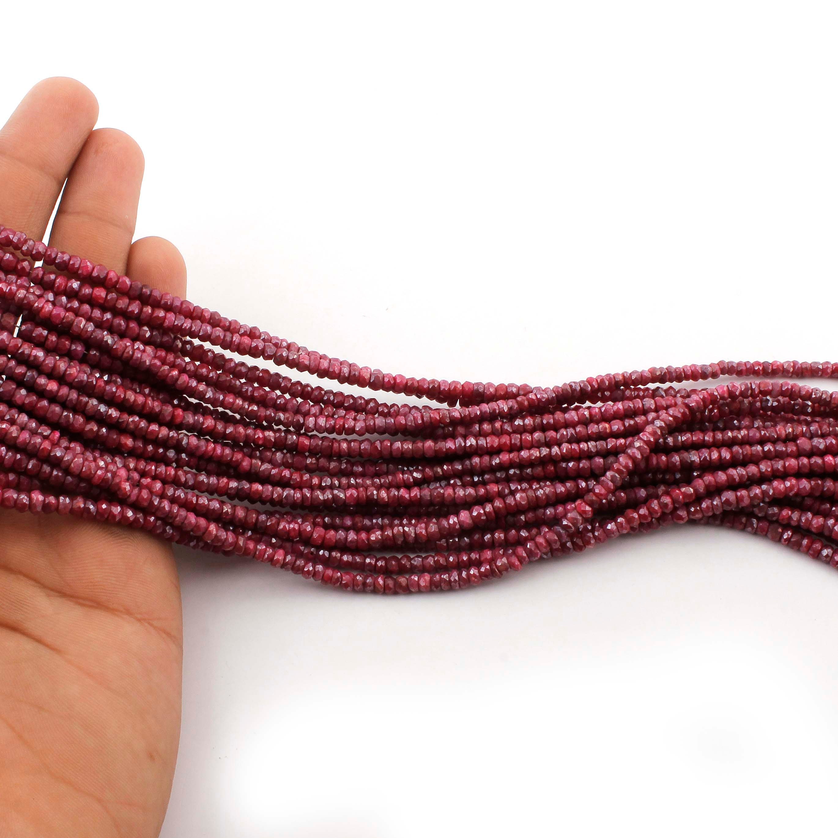 1 Strand Ruby Micro Faceted Silver Coated Rondelle Beads dyed - Etsy